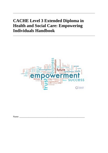 Empowerment workbook Level 3 CACHE/BTec Health | Teaching Resources