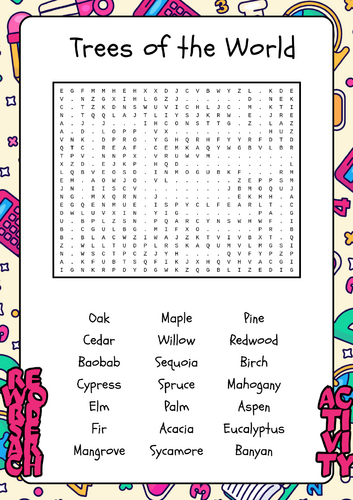 Trees of the World - Word Search, Scramble & Reverse Search Fun! No ...