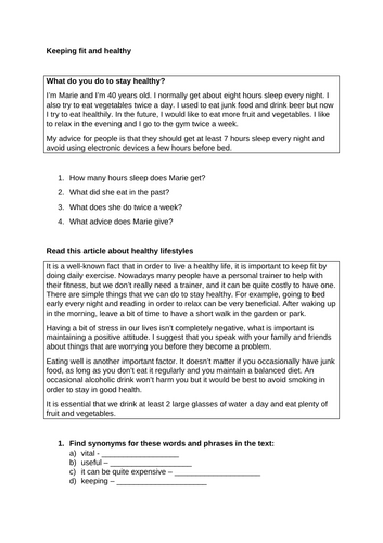 ESL GCSE - Healthy living | Teaching Resources