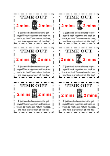 Time out cards | Teaching Resources