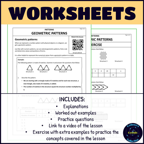 Geometric Patterns - Grade 8 Maths Term 1 Lesson 26 CAPS | Teaching ...