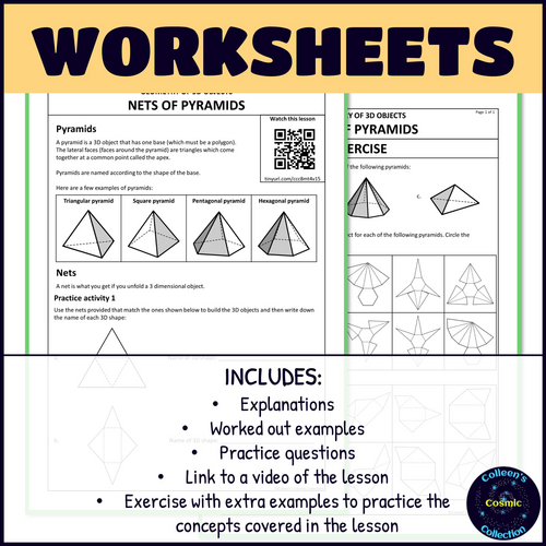 Nets of Pyramids - Grade 8 Maths Term 4 Lesson 15 CAPS | Teaching Resources