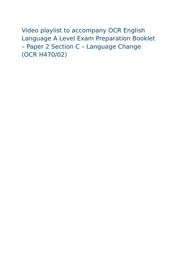 OCR A Level English Language Exam Preparation Booklet Paper 2 Section C ...