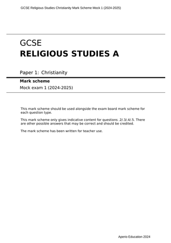 AQA A Religious Studies GCSE style mock exam paper 1 Christianity 2025 ...