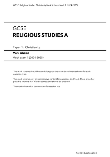 AQA A Religious Studies GCSE style mock exam paper 1 Christianity 2025 ...
