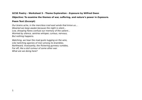 A Cohesive GCSE Poetry Reading and Analysis Workbook with 9 worksheets ...