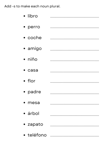 making nouns plural in spanish worksheet - Identifica las Formas ...