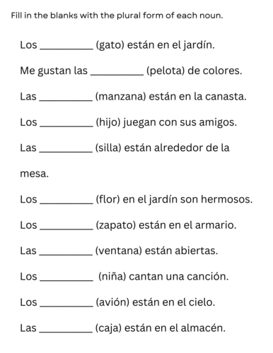 making nouns plural in spanish worksheet - Identifica las Formas ...