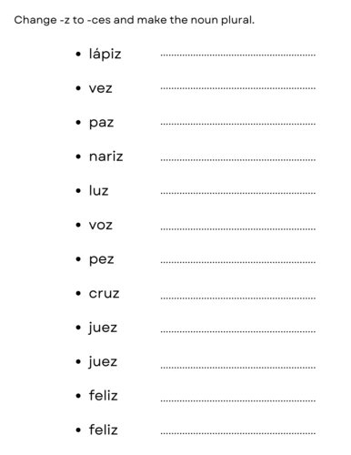 making nouns plural in spanish worksheet - Identifica las Formas ...