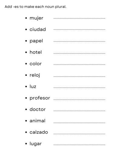 making nouns plural in spanish worksheet - Identifica las Formas ...
