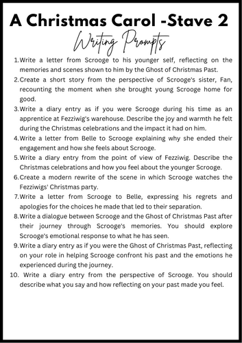 A Christmas Carol Stave 2 Post-Reading Creative Writing Prompts ...