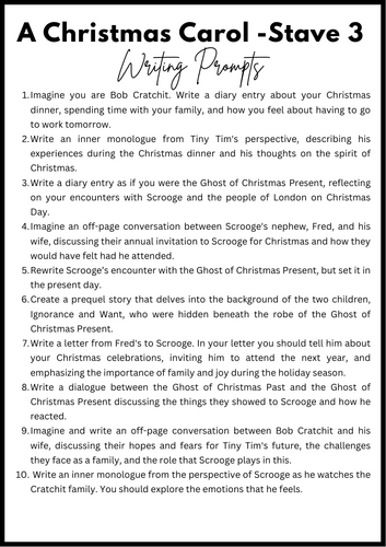 A Christmas Carol Stave 3 Post-Reading Creative Writing Prompts ...