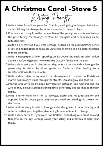 A Christmas Carol Stave 5 Post-Reading Creative Writing Prompts ...