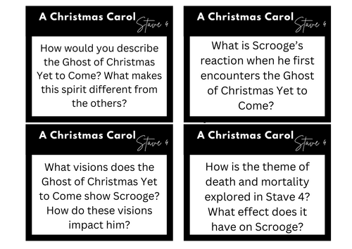 A Christmas Carol Stave 4 Post-Reading Discussion Cards | Teaching ...