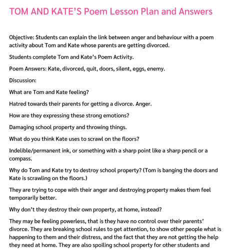 Behaviour: Anger and Behaviour Poem Activity and Lesson (UK) | Teaching ...