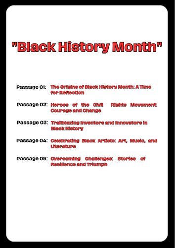 "Black History Month: Engaging Reading Comprehension Passages ...