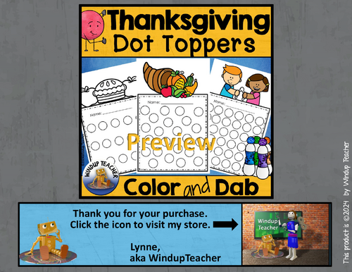 Thanksgiving Do-A-Dot Marker Color & Dot Dauber Activity or Sticker ...