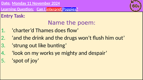 AQA GCSE Power & Conflict Poetry | Teaching Resources