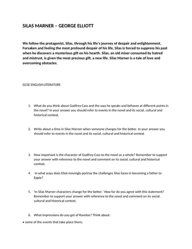 GCSE ENGLISH LITERATURE: teacher resource: a bank of essay questions ...