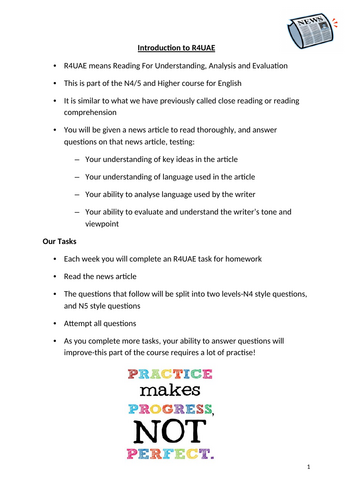 S3/ KS3/ KS4 Reading Skills Homework Booklet R4UAE RUAE | Teaching ...