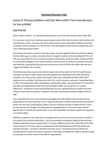 Higher English R4UAE Close Reading Full Unit of Work | Teaching Resources