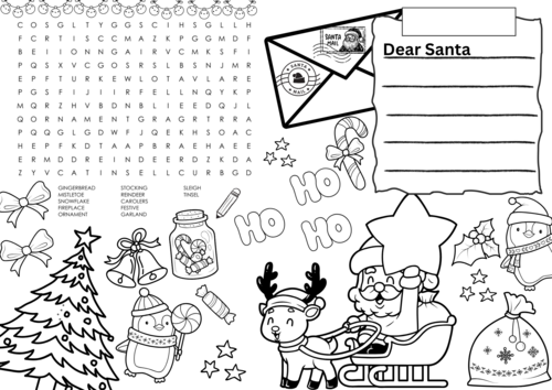 Christmas Word Search Coloring Santa Letter | Teaching Resources