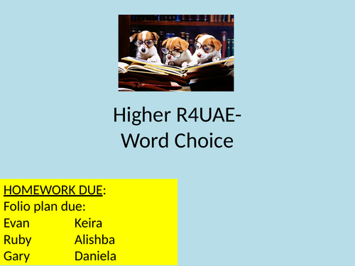 Higher English R4UAE RUAE Close Reading Word Choice Task and Lesson ...