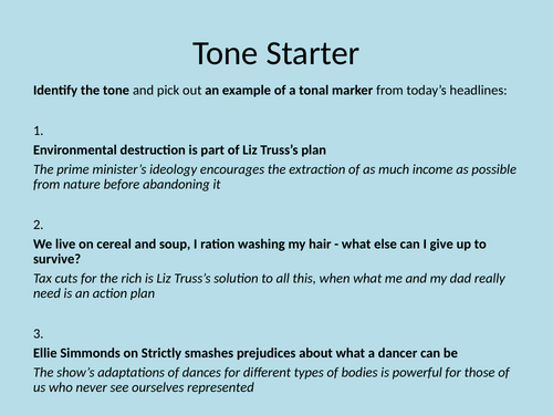 Higher English R4UAE RUAE Close Reading Tone Lesson and Task | Teaching Resources