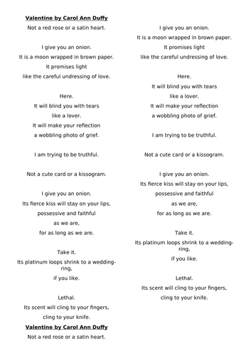 Carol Ann Duffy - Valentine and Quickdraw Analysis worksheet | Teaching ...