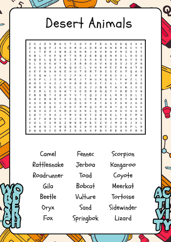 Desert Animals - Printable Word Search Puzzle Activity - No Prep ...
