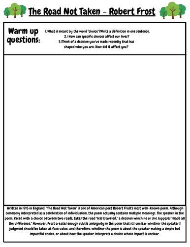 The Road Not Taken - Robert Frost Standalone Lesson | Teaching Resources