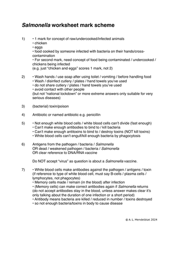 AQA Salmonella worksheet, GCSE 9-1 biology | Teaching Resources