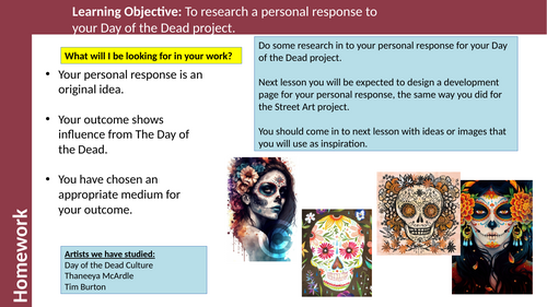 Art and Design KS3 Day of the Dead Project | Teaching Resources