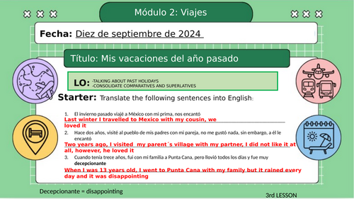 M2 SPANISH NEW GCSE: Lesson 3: El verano pasado | Teaching Resources