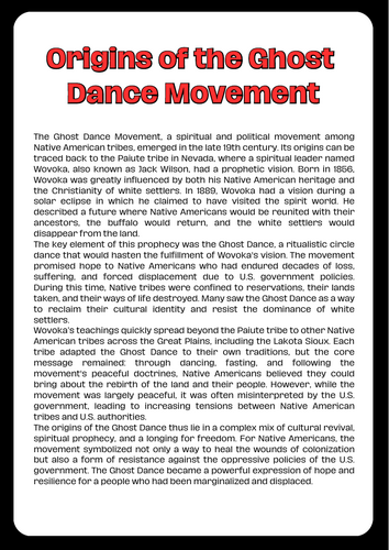 The Ghost Dance Movement: Reading Comprehension Passages | Teaching ...