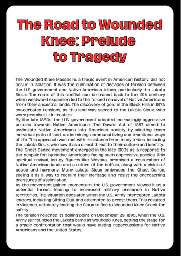 The Wounded Knee Massacre: Comprehension Passages | Teaching Resources
