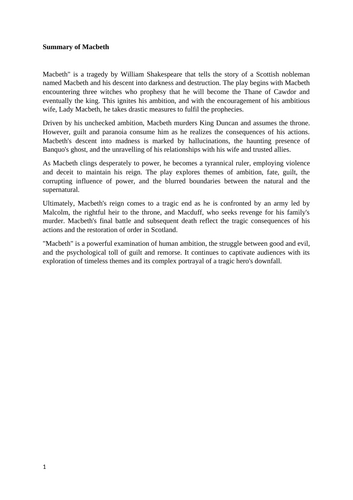 Macbeth | Teaching Resources