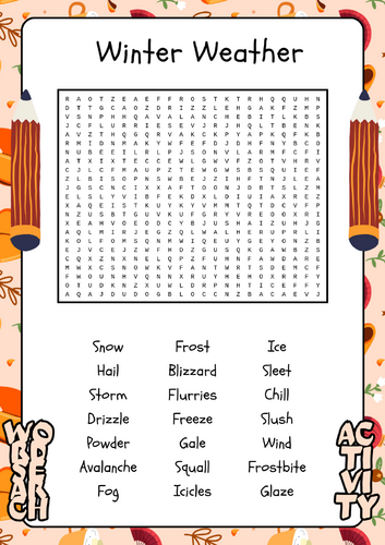 Winter Weather - Word Search No Prep Printable Activity Worksheet ...
