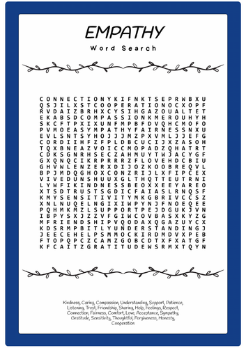 Empathy Word Search Puzzle Worksheet Activity | Teaching Resources