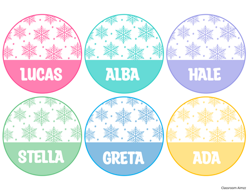 Editable Winter Student Name Tags, Printable Pastel Snowflakes Name ...