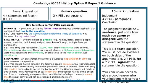 iGCSE History Paper 1 Exam Question Guidance | Teaching Resources