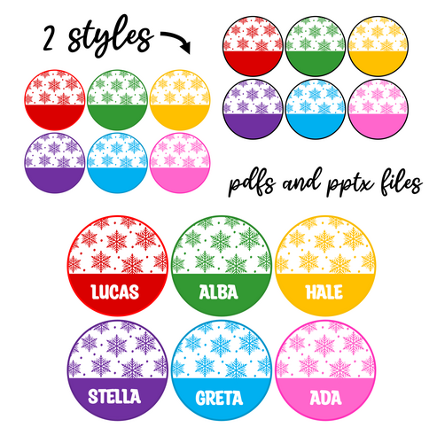 Editable Winter Student Name Tags, Printable Bright Snowflakes Name ...