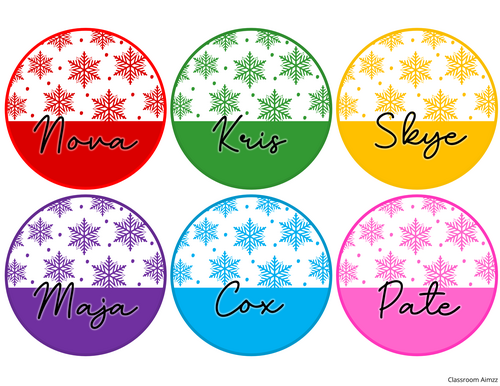 Editable Winter Student Name Tags, Printable Bright Snowflakes Name ...