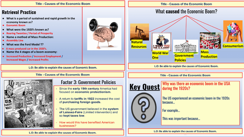 Economic Boom causes - USA | Teaching Resources