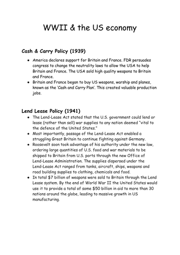 Economic Impact of WW2 | Teaching Resources
