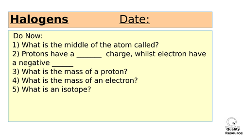 GCSE Halogens Group 7 Properties: Complete Lesson with Worksheets ...