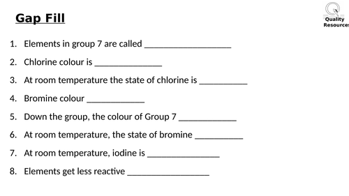 GCSE Halogens Group 7 Properties: Complete Lesson with Worksheets ...