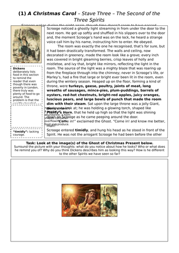 A Christmas Carol LA Extract Booklet (STAVE 3) | Teaching Resources