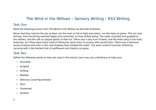 The Wind in the Willows – Sensory Writing – KS3 Writing | Teaching ...