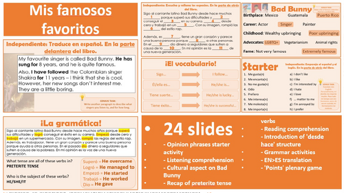 2026 Spanish AQA GCSE Module 3.2 - Mis famosos favoritos | Teaching ...